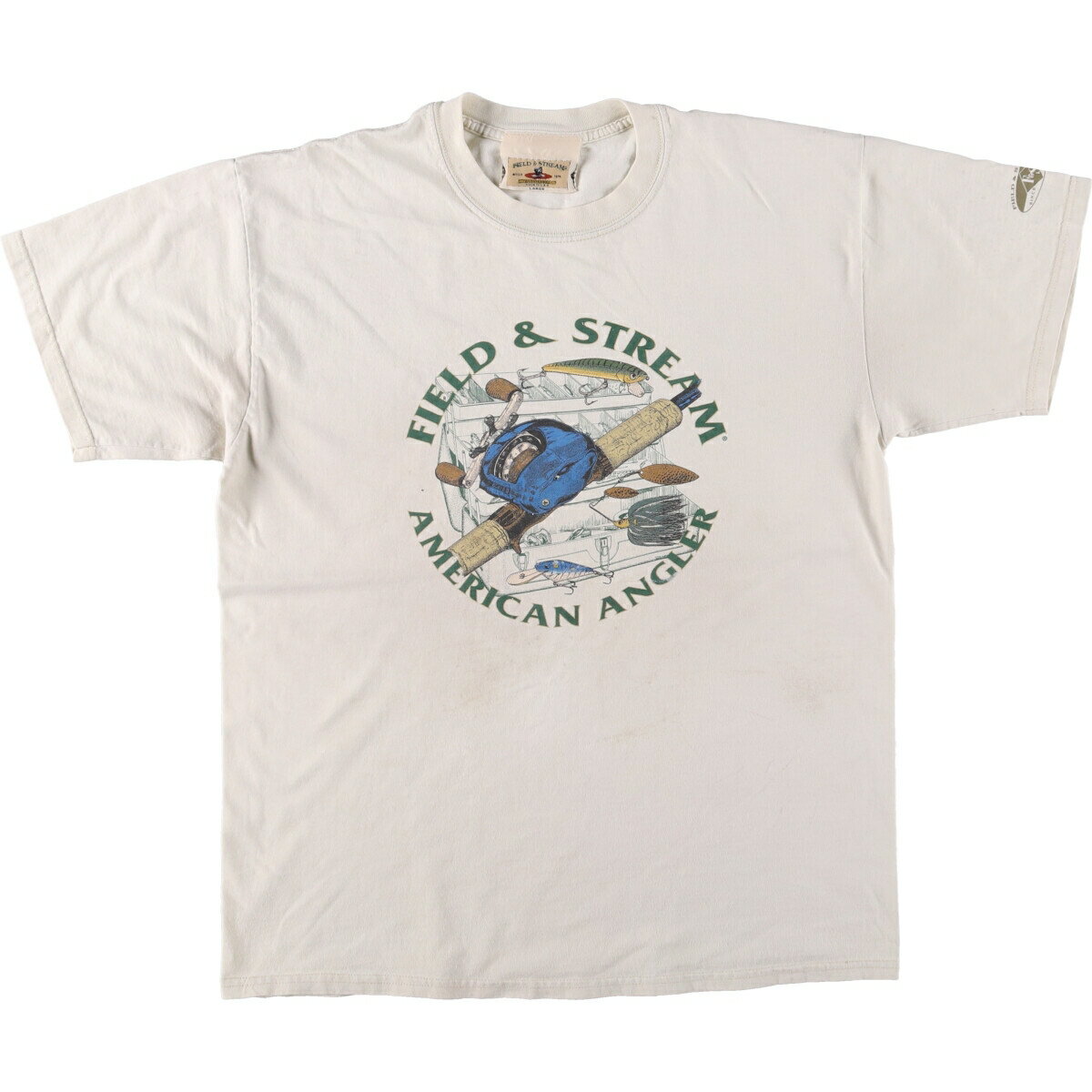 商品詳細 ブランド・FIELD&STREAM・フィールドアンドストリーム・ 特徴・クルーネック(丸首)・半袖・ モデル/形状・プリントTシャツ・ 素材・コットン:100%・ 色・オフホワイト系 淡白色・ 柄・プリント・ 生産国・USA製・ ...
