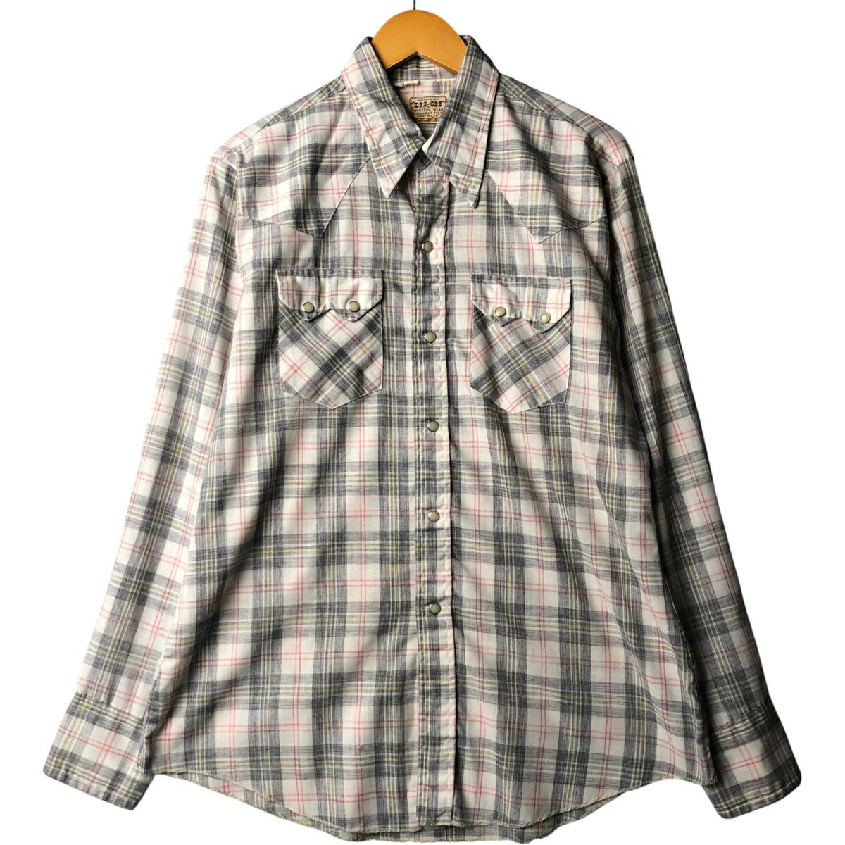 商品詳細 ブランド・DEE CEE・ディーシー・ 特徴・長袖・レギュラーカラー・パールスナップボタン・襟芯入り・ヴィンテージ・ モデル/形状・WASHINGTON・長袖 ウエスタンシャツ・ 素材・不明・ 色・マルチカラー・ 柄・チェック柄・...