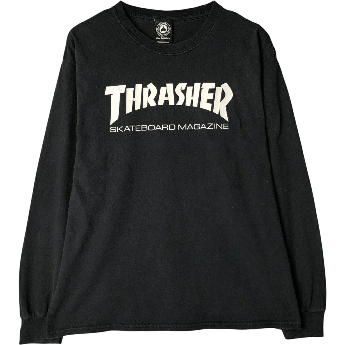 商品詳細 ブランド・THRASHER・スラッシャー・ 特徴・クルーネック(丸首)・長袖・ モデル/形状・ロングTシャツ ロンT・ 素材・コットン:100%・ 色・ブラック系 黒色・ 柄・プリント・ 生産国・ホンジュラス製・ 年代 サイズ・メ...