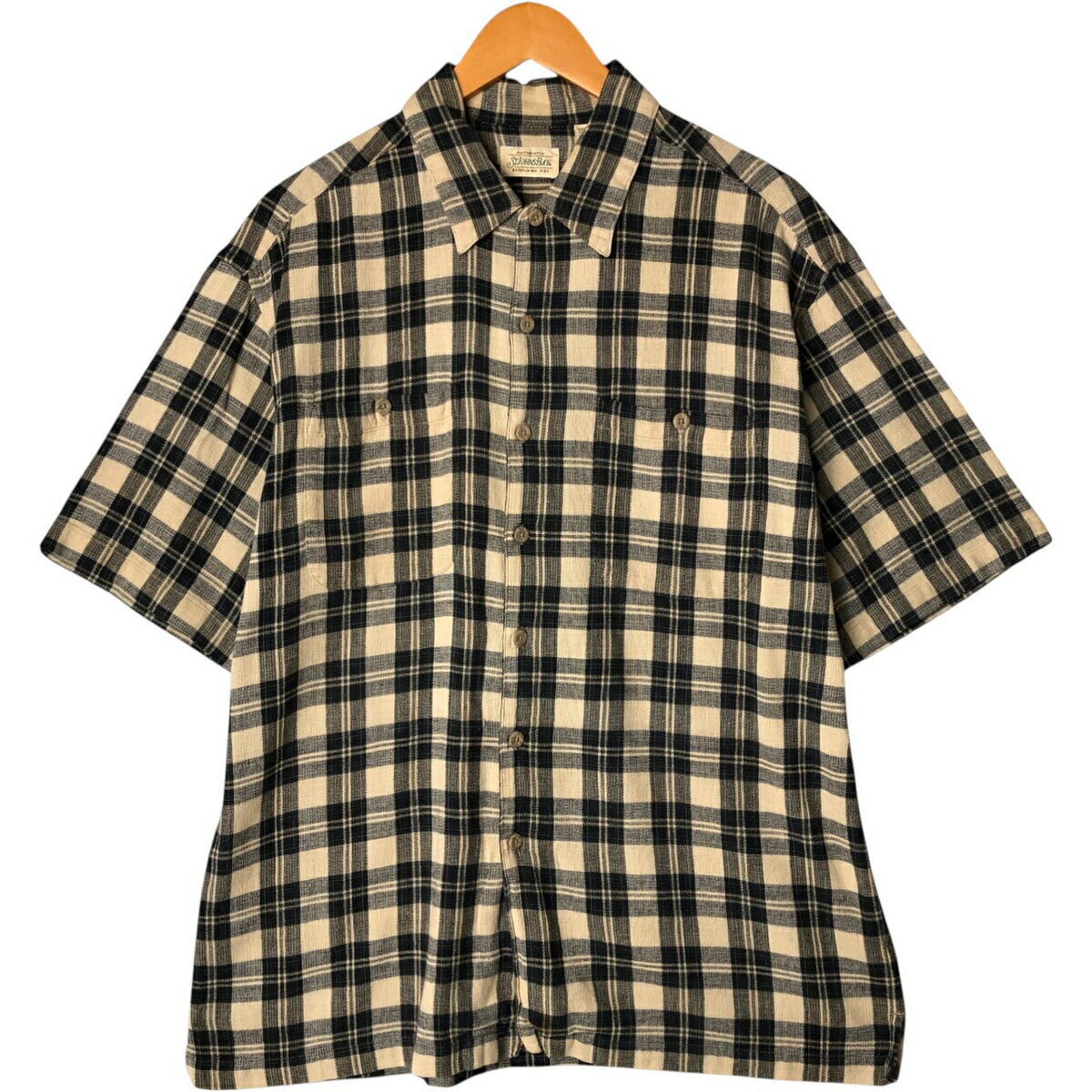 商品詳細 ブランド・ST JOHNS BAY・セントジョンズベイ・ 特徴・半袖・レギュラーカラー・ヴィンテージ・ボックスシャツ・ モデル/形状・半袖 コットン チェックシャツ・ 素材・コットン:100%・ 色・ネイビー系 紺色・ベージュ系・...