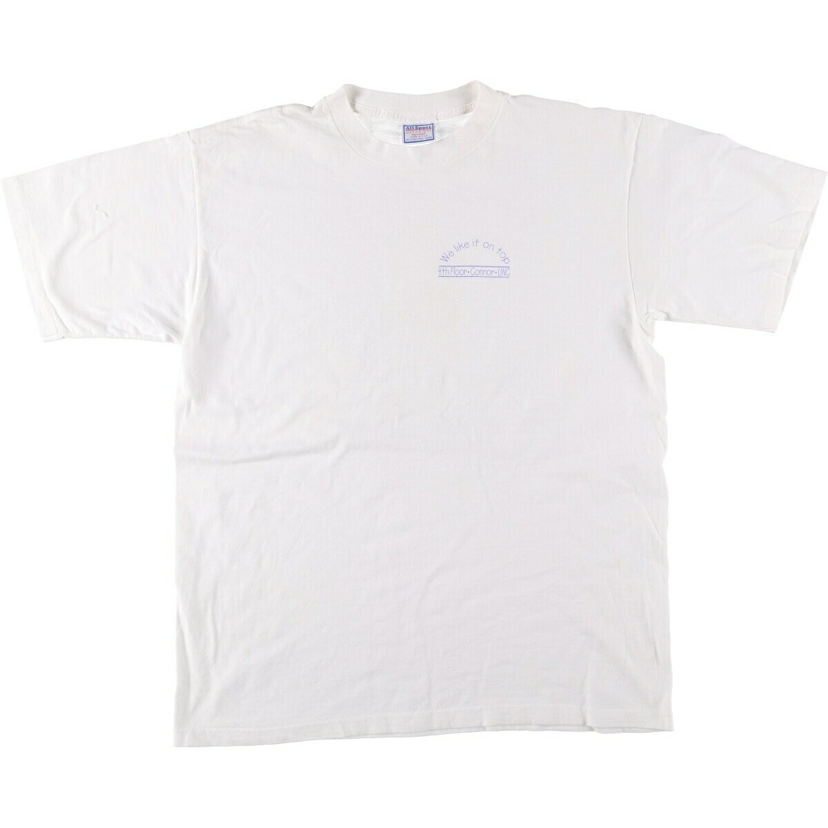 商品詳細 ブランド・ALL SPORT・オールスポーツ・ 特徴・クルーネック(丸首)・半袖・両面プリント・シングルステッチ・ヴィンテージ・ モデル/形状・MAXWEIGHT・プリントTシャツ・ 素材・コットン:100%・ 色・ホワイト系 白...