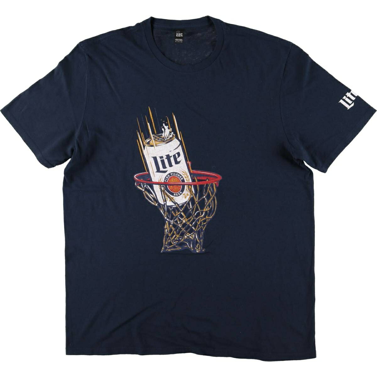 商品詳細 ブランド・DIST RICT・ 特徴・クルーネック(丸首)・両面プリント・半袖・袖プリント・ モデル/形状・MILLER LITE BEER ミラーライトビール・アドバタイジングTシャツ・ 素材・コットン:100%・ 色・ネイビー...