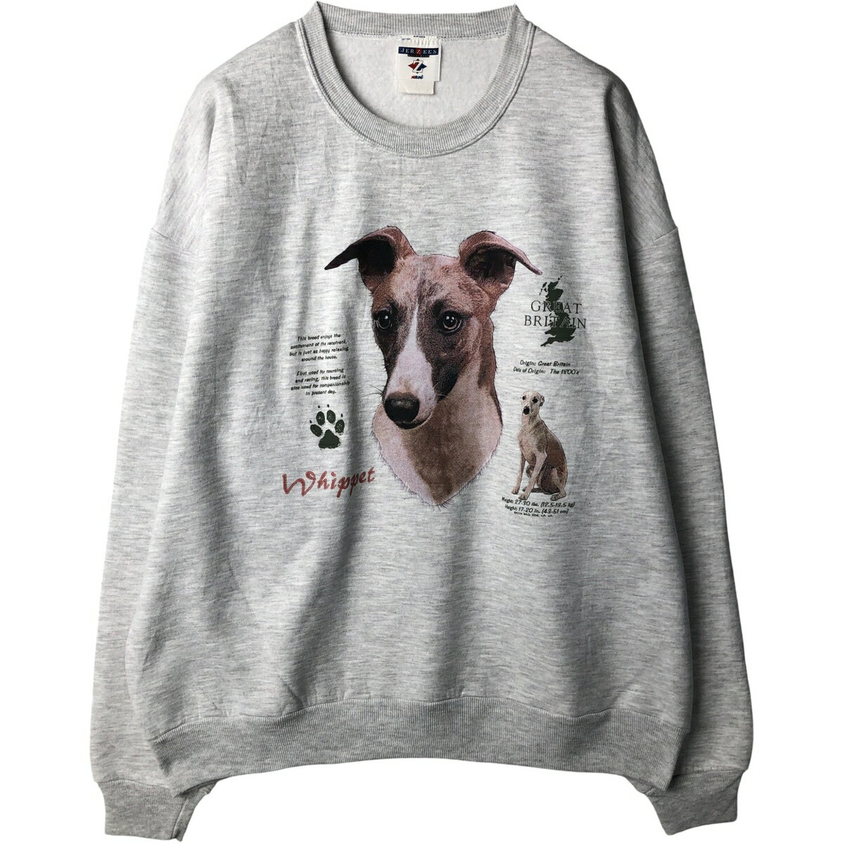 商品詳細 ブランド・Jerzees・ジャージーズ・ 特徴・クルーネック(丸首)・長袖・ヴィンテージ・ モデル/形状・WHIPPET ウィペット・アニマル スウェットシャツ トレーナー・ 素材・不明・ 色・グレー系 灰色・ 柄・プリント・アニ...