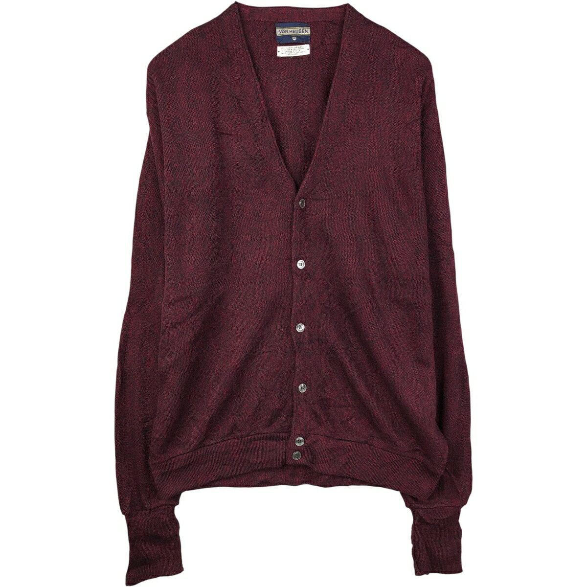 商品詳細 ブランド・VAN HEUSEN・ヴァンヒューゼン・ 特徴・長袖・ヴィンテージ・ モデル/形状・アクリルニットカーディガン・ 素材・オーロンアクリル:100%・ 色・ワインレッド・ 柄・無地・ 生産国・USA製・ 年代・70年代・ ...