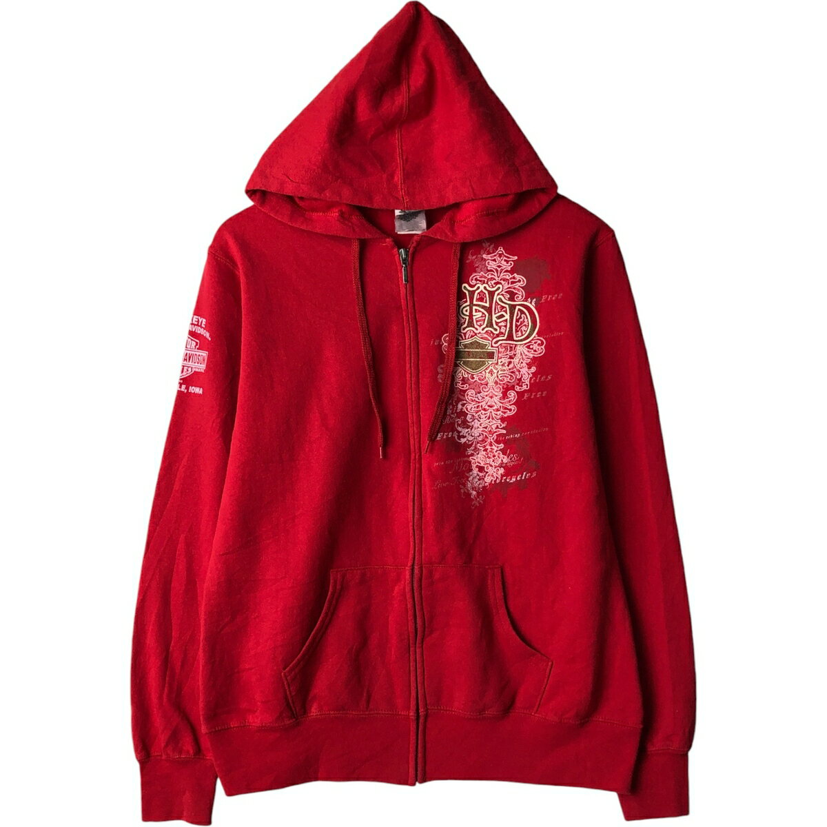 商品詳細 ブランド・Harley-Davidson・ハーレーダビッドソン・ 特徴・長袖・フルジップ・両面プリント・袖プリント・ モデル/形状・スウェットフルジップパーカー・ 素材・コットン:50%・ポリエステル:50%・ 色・レッド系 赤色...