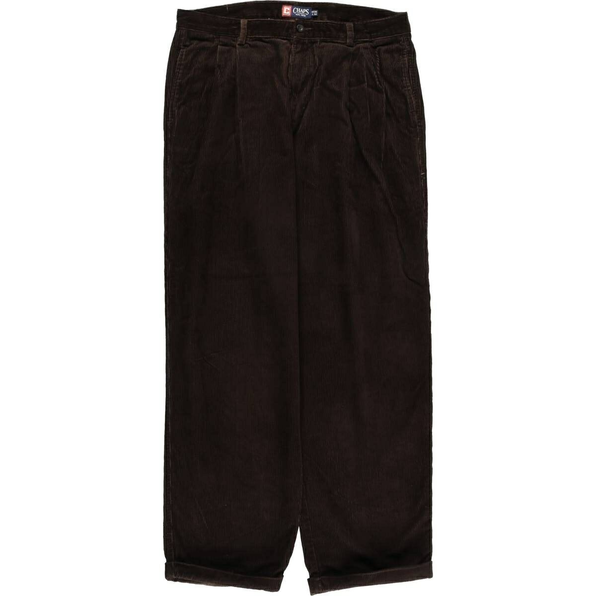 商品詳細 ブランド・CHAPS・チャップス・ 特徴・厚手・ジッパーフライ・ワイドパンツ・ツータック・ モデル/形状・コーデュロイパンツ・ 素材・コットン:100%・ 色・ブラウン系 茶色・ 柄・無地・ 生産国・ドミニカ製・ 年代 サイズ・メ...