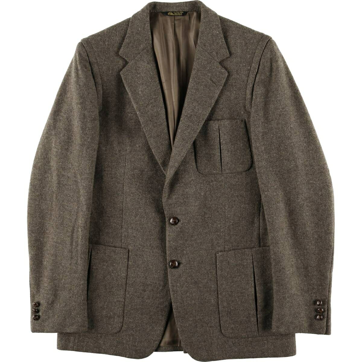 商品詳細 ブランド・Doncaster・ 特徴・厚手・2B 2つボタン・センターベント・肩パッドあり・総裏・ モデル/形状・ウールテーラードジャケット・ 素材・ウール:100%・ 色・ブラウン系 茶色・ 柄・無地・ 生産国・USA製・ 年代...