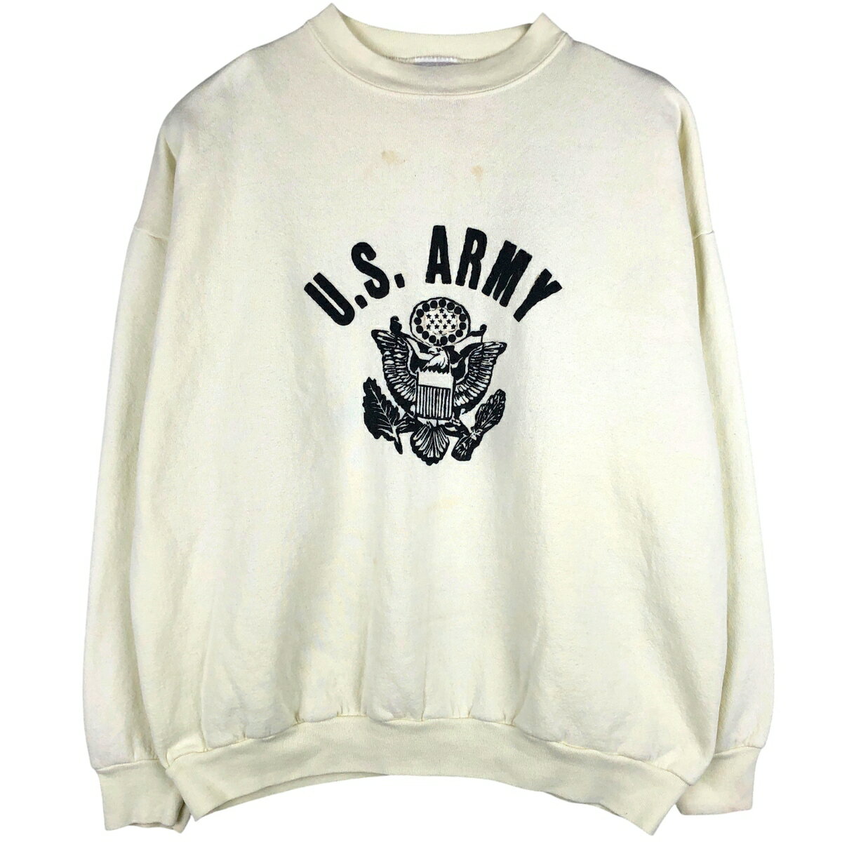 商品詳細 ブランド・TULTEX・タルテックス・ 特徴・長袖・ヴィンテージ・ミリタリー・クルーネック(丸首)・ モデル/形状・U.S.ARMY・プリントスウェットシャツ トレーナー・ 素材・コットン:50%・ポリエステル:50%・ 色・ミン...
