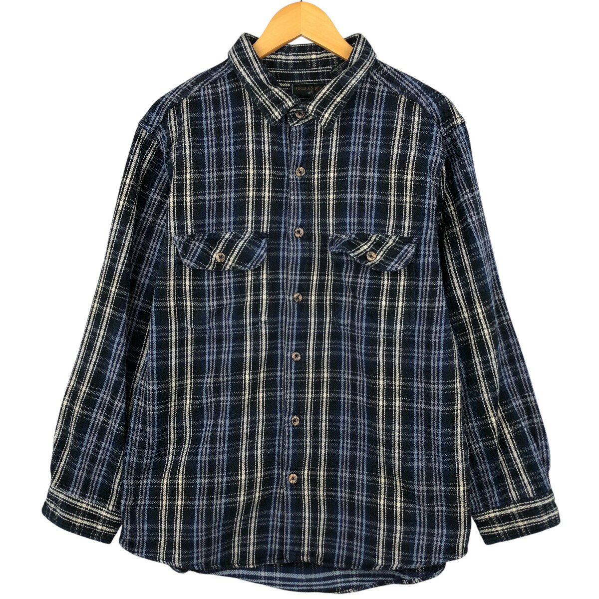 商品詳細 ブランド・FIELD&STREAM・フィールドアンドストリーム・ 特徴・厚手・レギュラーカラー・長袖・フラップポケット・ モデル/形状・長袖 フランネルチェックシャツ・ 素材・コットン:100%・ 色・ブルー系 青色・ホワイト系 ...