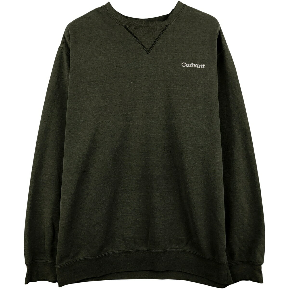 商品詳細 ブランド・Carhartt・カーハート・ 特徴・クルーネック(丸首)・長袖・前Vガゼット・ モデル/形状・ワンポイントロゴスウェットシャツ トレーナー・ 素材・コットン:50%・ポリエステル:50%・ 色・カーキ系・ 柄・無地・ワ...