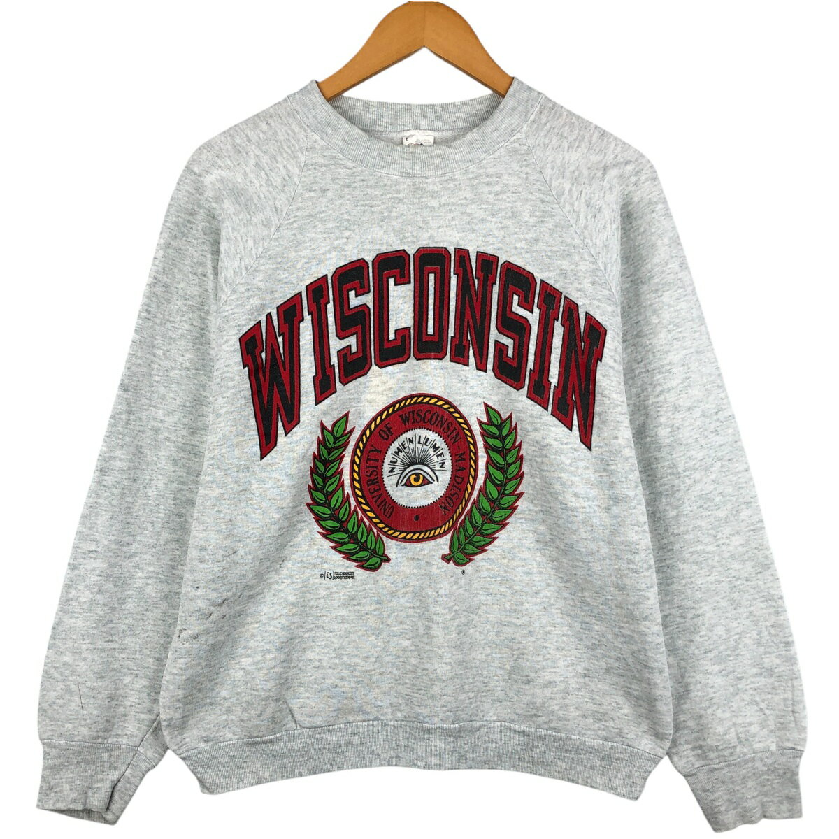 商品詳細 ブランド・FRUIT OF THE LOOM・フルーツオブザルーム・ 特徴・クルーネック(丸首)・長袖・ラグランスリーブ・ヴィンテージ・短丈 ショート丈・ モデル/形状・WISCONSIN ウィスコンシン大学・カレッジスウェットシ...