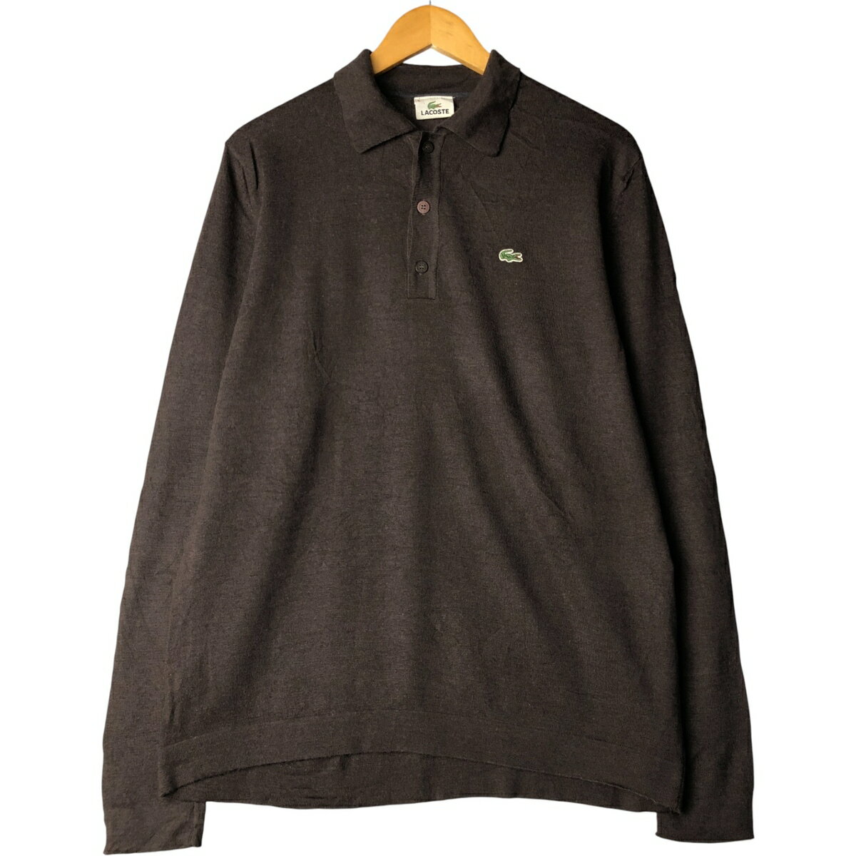 商品詳細 ブランド・LACOSTE・ラコステ・ 特徴・長袖・レギュラーカラー・ モデル/形状・ポロニットセーター・ 素材・ウール:100%・ 色・ブラウン系 茶色・ 柄・無地・ワンポイント・ 生産国・不明・ 年代・00年代・ サイズ・メンズ...
