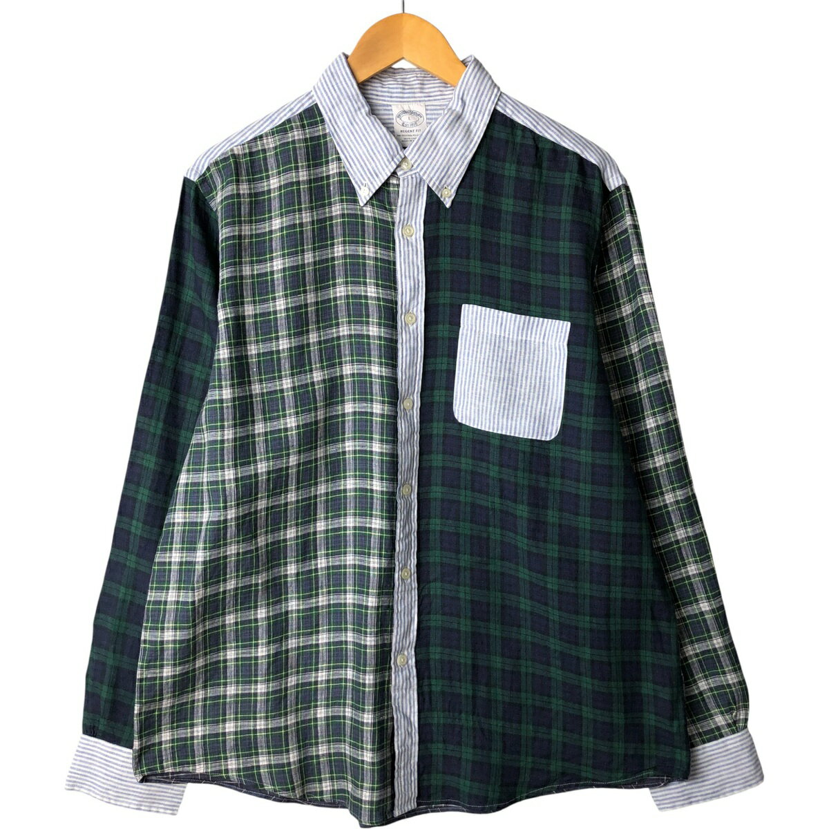 商品詳細 ブランド・Brooks Brothers・ブルックスブラザーズ・ 特徴・薄手・長袖・ボタンダウン・クレイジーパターン・ モデル/形状・Est.1818 REGENT FIT・長袖 リネン ボタンダウンシャツ・ 素材・リネン:100...