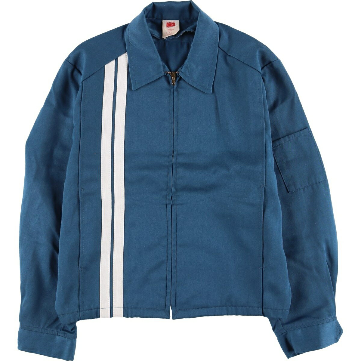 商品詳細 ブランド・LION UNIFORM・ 特徴・フルジップ・長袖・付属ライナーなし・ヴィンテージ・TALONジップ・ モデル/形状・ワークジャケット・ 素材・ポリエステル:65%・レーヨン:35%・ 色・ブルー系 青色・ 柄・無地・ラ...