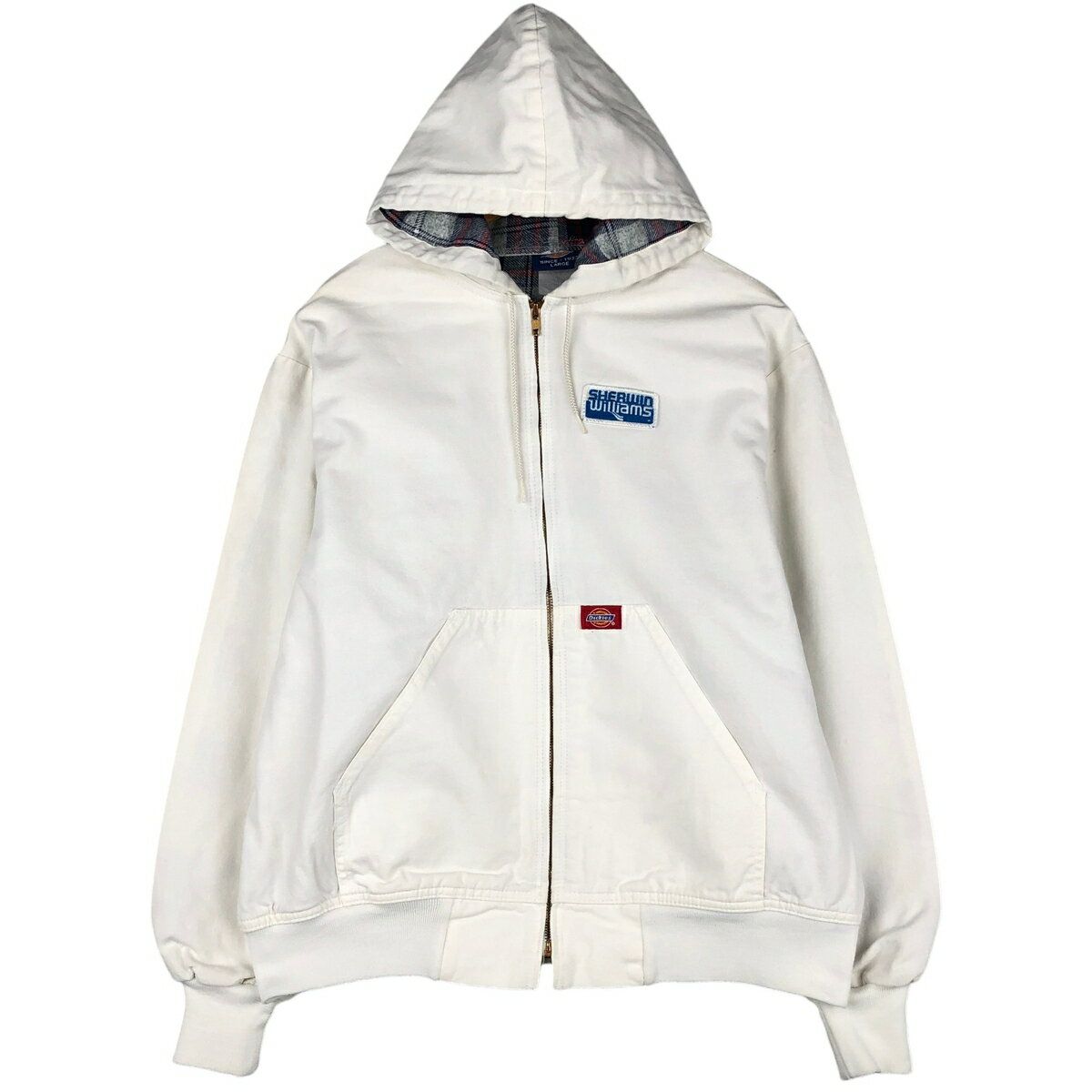 商品詳細 ブランド・Dickies・ディッキーズ・ 特徴・フルジップ・長袖・チェック柄ライナー・フード付き・アクティブジャケットタイプ・ モデル/形状・SHERWIN WILLIAMS シャーウィンウィリアムズ・ワークブルゾン・ 素材・不明...