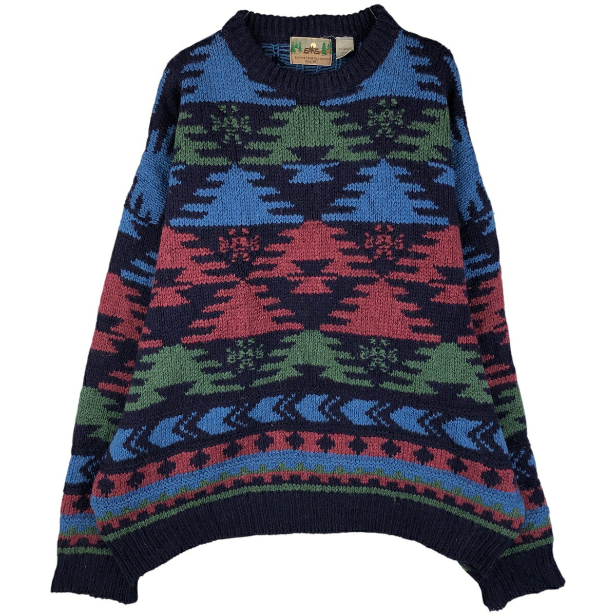 商品詳細 ブランド・EMS・ 特徴・クルーネック(丸首)・長袖・ヴィンテージ・ モデル/形状・ウールニットセーター・ 素材・ウール:100%・ 色・ネイビー系 紺色・マルチカラー・ 柄・総柄・ 生産国・スコットランド製・ 年代・90年代・ ...