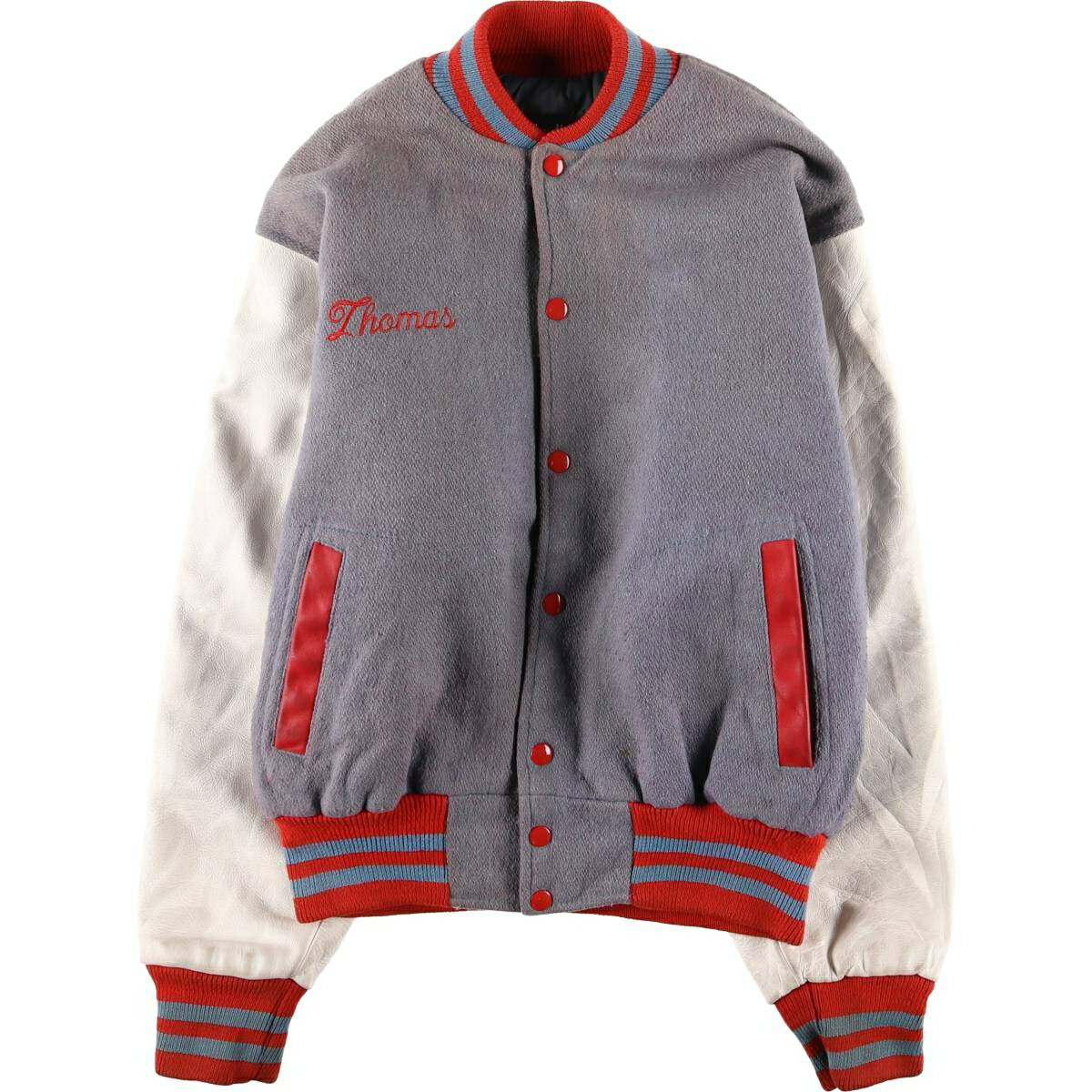 商品詳細 ブランド・Fordham・ 特徴・スナップボタン・フェード・ラインリブ・キルティングライナー・短丈 ショート丈・ モデル/形状・袖革ウールボタンスタジャン バーシティジャケット・ 素材・本革レザー(袖)・ 色・グレー系 灰色・ 柄...