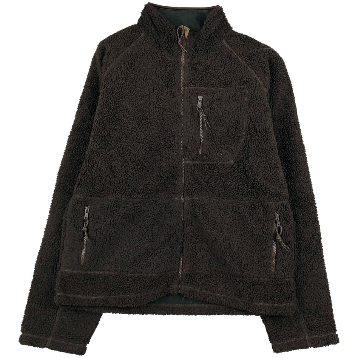 商品詳細 ブランド・Cabelas・カベラス・ 特徴・フルジップ・長袖・ラグランスリーブ・ モデル/形状・ボアジャケット・ 素材・ポリエステル:85%・アクリル:15%・ 色・ブラウン系 茶色・ 柄・無地・ 生産国・中国製・ 年代・00年代...