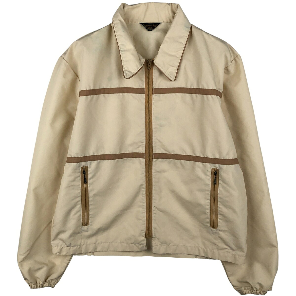 商品詳細 ブランド・UNKNOWN・ 特徴・薄手・長袖・フルジップ・ モデル/形状・Permanent Press・コットンジャケット・ 素材・不明・ 色・ベージュ系・ 柄・ライン入り・ 生産国・不明・ 年代 サイズ・メンズL・表記サイズ:...