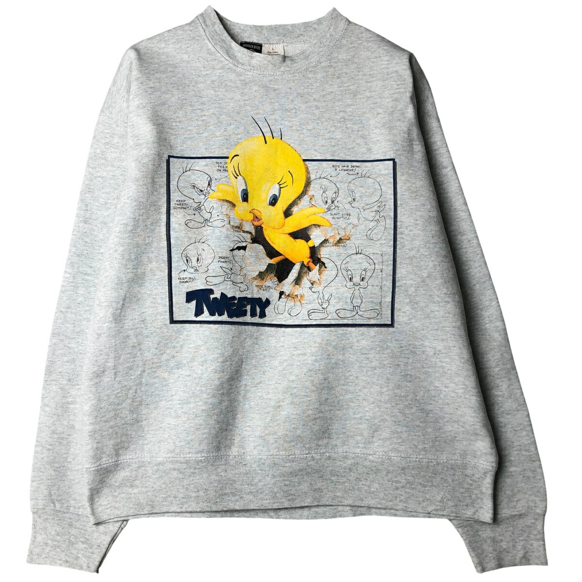 商品詳細 ブランド・WARNER BROS・ 特徴・クルーネック(丸首)・長袖・ヴィンテージ・ モデル/形状・LOONEY TUNES ルーニーテューンズ トゥイーティー・キャラクタースウェットシャツ トレーナー・ 素材・コットン:90%・...