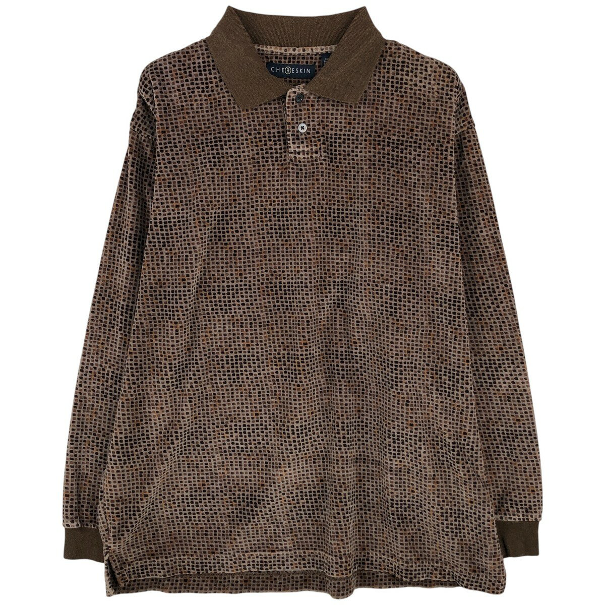 商品詳細 ブランド・CHERESKIN・ 特徴・レギュラーカラー・長袖・パイル地・ モデル/形状・長袖 ポロシャツ・ 素材・コットン:80%・ポリエステル:20%・ 色・ベージュ系 ブラウン・ 柄・総柄・ 生産国・インド製・ 年代 サイズ・...