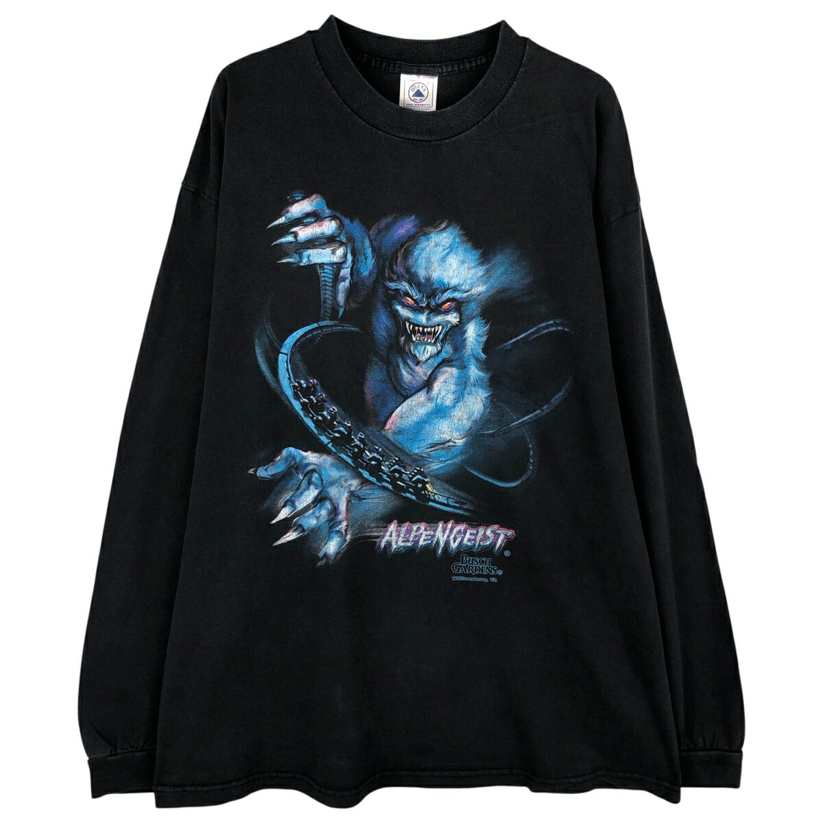 商品詳細 ブランド・DELTA・ 特徴・クルーネック(丸首)・長袖・ モデル/形状・BUSCH GARDENS ブッシュガーデンズ・ロングTシャツ ロンT・ 素材・コットン:100%・ 色・ブラック系 黒色・ 柄・プリント・ 生産国・エルサ...