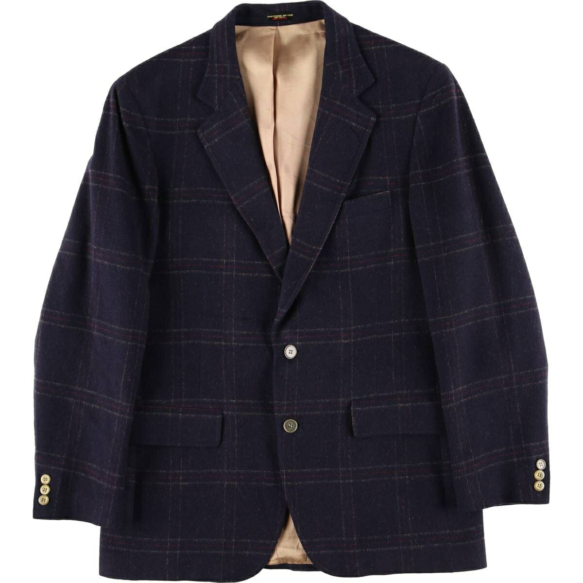 商品詳細 ブランド・BOWDON・ 特徴・厚手・2B 2つボタン・総裏・肩パッドあり・センターベント・ モデル/形状・テーラードジャケット・ 素材・不明・ 色・ネイビー系 紺色・ 柄・チェック柄・ 生産国・USA製・ 年代 サイズ・メンズM...