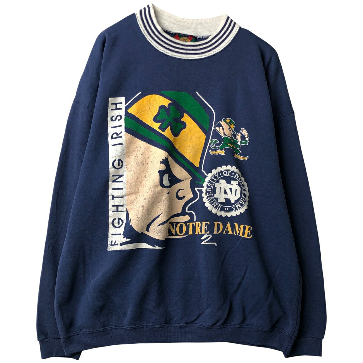 商品詳細 ブランド・Jostens・ 特徴・クルーネック(丸首)・長袖・ヴィンテージ・ラインリブ・ モデル/形状・FIGHTIN' IRISH ノートルダム大学 ファイティングアイリッシュ・カレッジ キャラクタースウェットシャツ トレーナー...