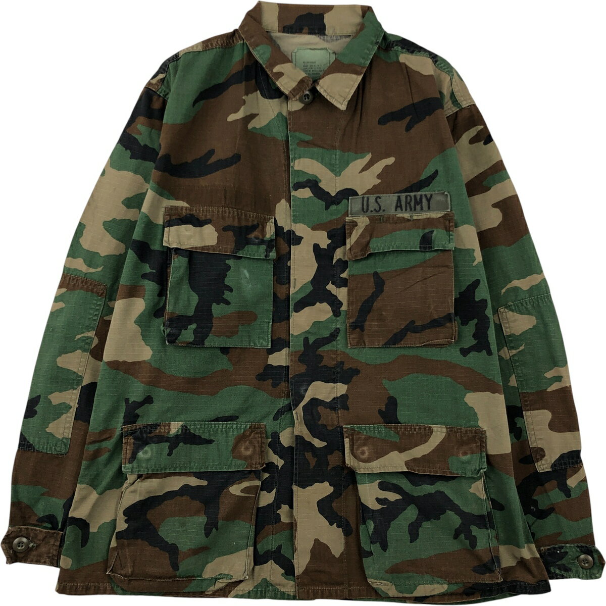 商品詳細 ブランド・UNKNOWN・ 特徴・薄手・米軍実品・86年納品・リップストップ・長袖・ モデル/形状・COAT HOT WEATHER WOODLAND CAMOUFLAGE PATTERN COMBAT・B.D.U ミリタリージャ...