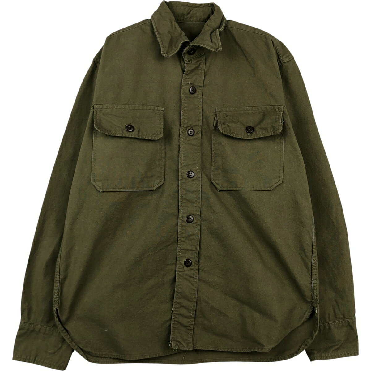 商品詳細 ブランド・UNKNOWN・ 特徴・薄手・長袖・ヴィンテージ・ モデル/形状・ミリタリー ユーティリティシャツ・ 素材・不明・ 色・カーキ系・ 柄・無地・ 生産国・不明・ 年代・70年代・ サイズ・レディースL・表記サイズ:不明・着...