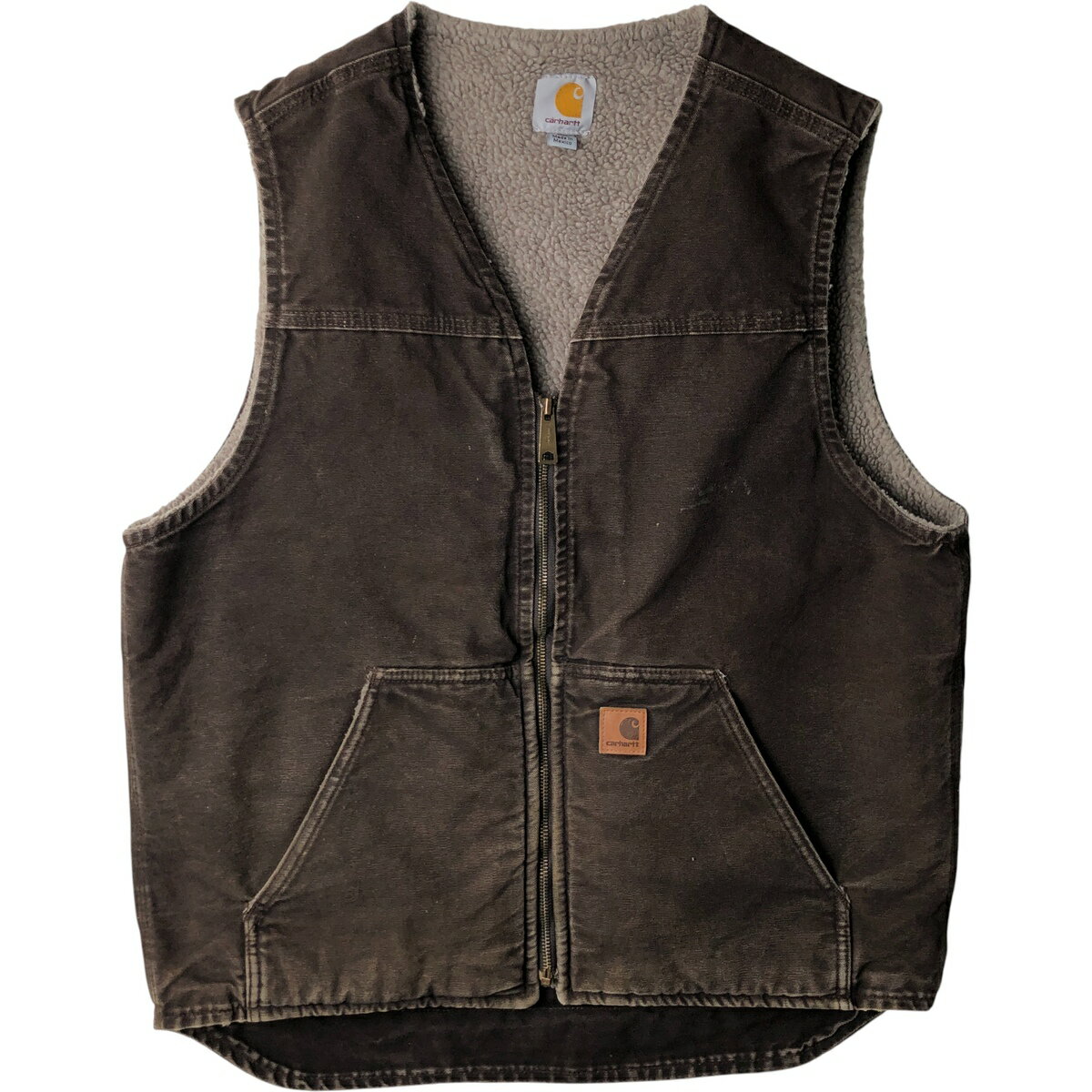 商品詳細 ブランド・Carhartt・カーハート・ 特徴・厚手・ボアライナー・フルジップ・ モデル/形状・ダックベスト・ 素材・コットン:100%・ 色・ブラウン系 茶色・ 柄・無地・ロゴパッチ・ 生産国・メキシコ製・ 年代 サイズ・メンズ...