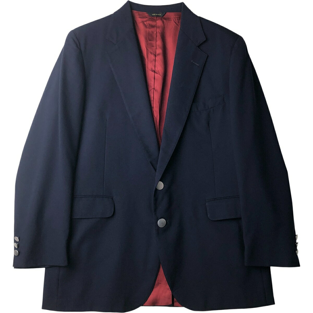 商品詳細 ブランド・COBURNE SQUARE・ 特徴・薄手・肩パッドあり・2B 2つボタン・総裏・センターベント・ モデル/形状・テーラードジャケット・ 素材・不明・ 色・ネイビー系 紺色・ 柄・無地・ 生産国・USA製・ 年代 サイズ...