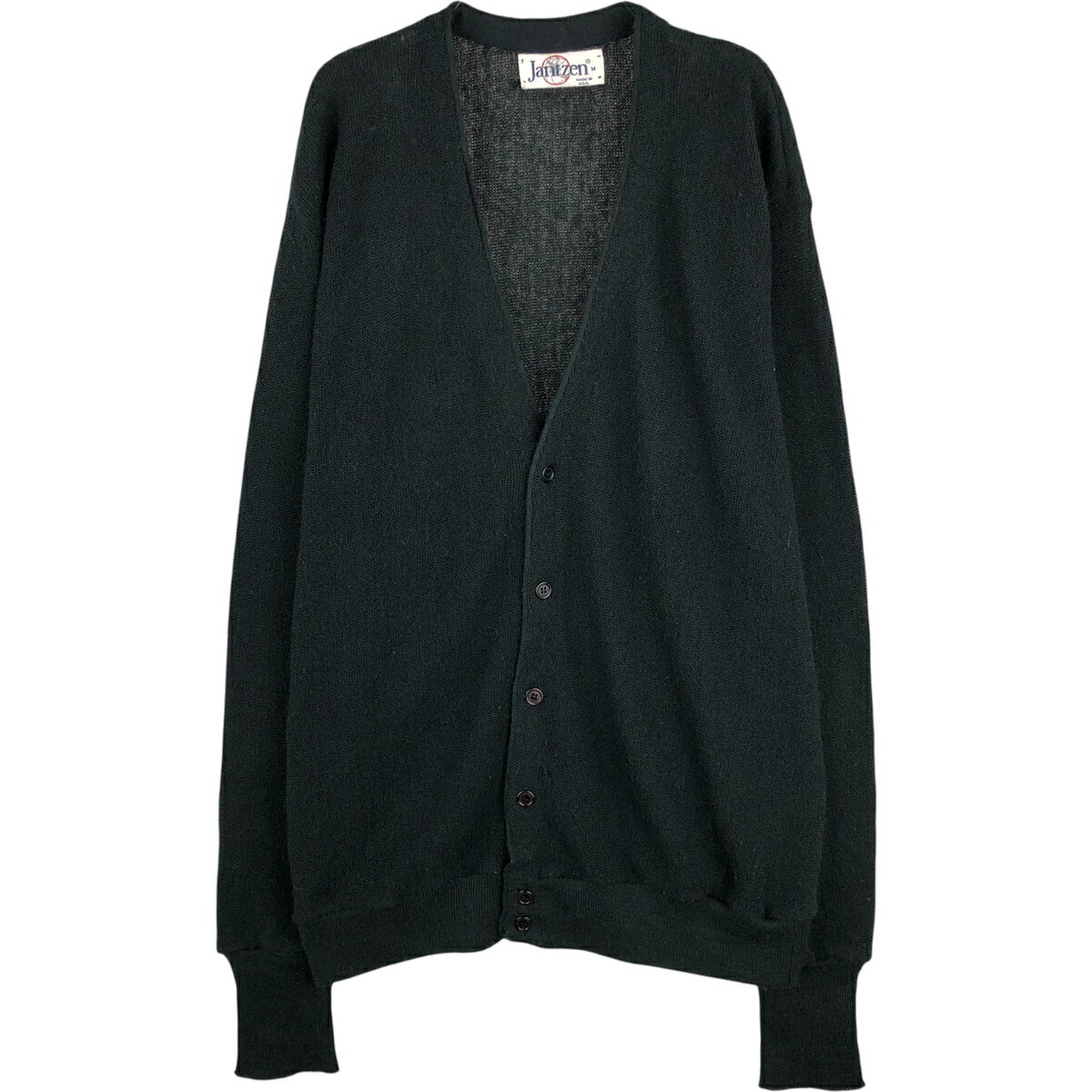 商品詳細 ブランド・Jantzen・ジャンセン・ 特徴・長袖・ヴィンテージ・ モデル/形状・ニットカーディガン・ 素材・不明・ 色・ブラック系 黒色・ 柄・無地・ 生産国・USA製・ 年代・80年代・ サイズ・メンズM・表記サイズ:M・着丈...