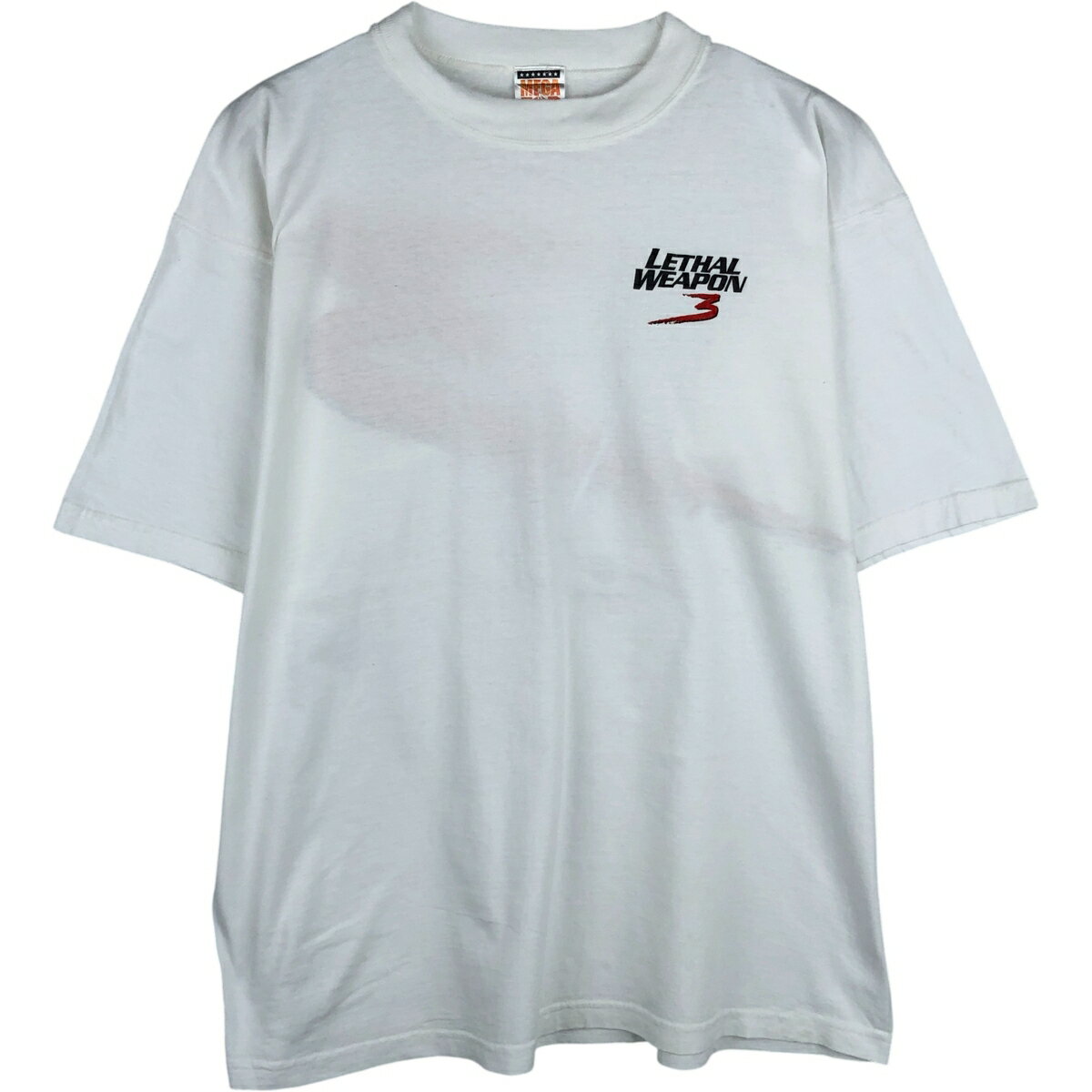 商品詳細 ブランド・MEGA TOP・ 特徴・クルーネック(丸首)・半袖・両面プリント・ヴィンテージ・ モデル/形状・LETHAL WEAPON 3 リサールウェポン3・映画 ムービーTシャツ・ 素材・コットン:100%・ 色・ホワイト系 ...