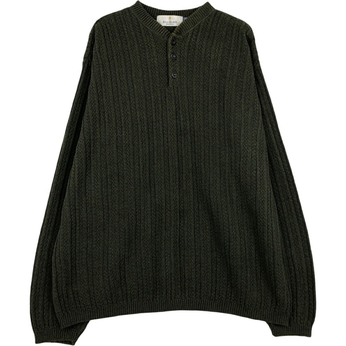 商品詳細 ブランド・BILL BLASS・ 特徴・長袖・ヘンリーネック・ モデル/形状・コットンニットハーフボタンセーター・ 素材・コットン:60%・アクリル:40%・ 色・グリーン系 濃緑・ 柄・無地・ 生産国・USA製・ 年代 サイズ・...