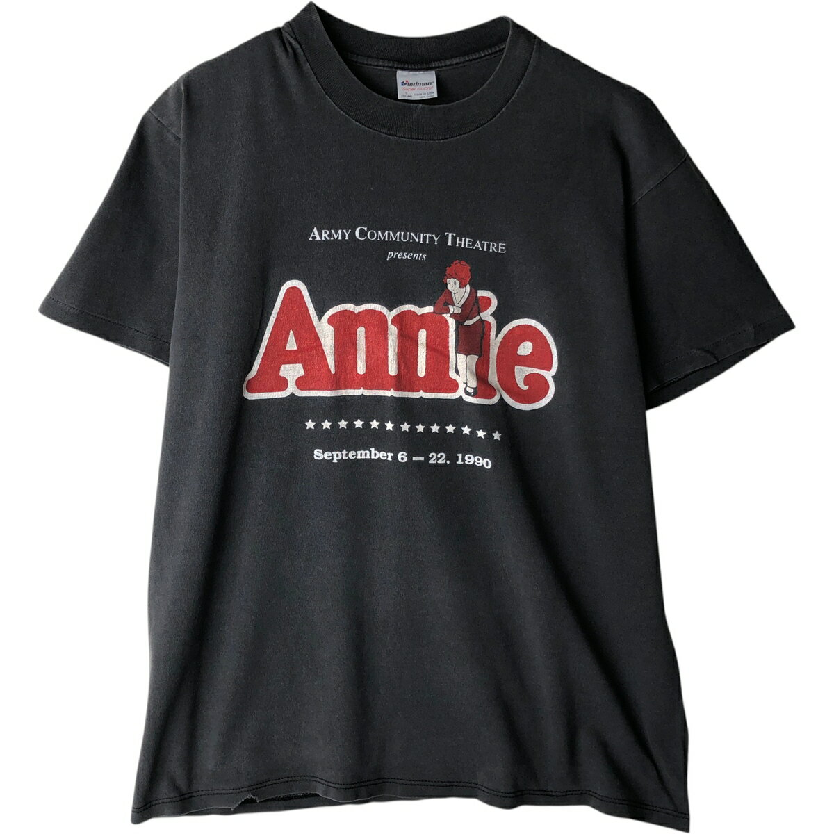 商品詳細 ブランド・STEDMAN・ 特徴・クルーネック(丸首)・半袖・ヴィンテージ・ モデル/形状・ANNIE アニー・プリントTシャツ・ 素材・コットン:100%・ 色・ブラック系 黒色・ 柄・プリント・ 生産国・USA製・ 年代・90...