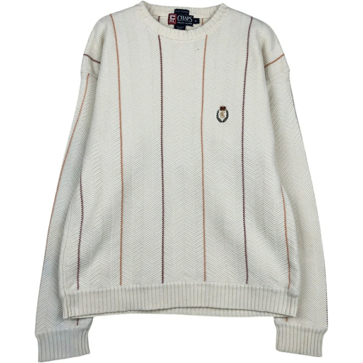 商品詳細 ブランド・Ralph Lauren・ラルフローレン・ 特徴・クルーネック(丸首)・長袖・HAND FRAMED・ヘリンボーン・ モデル/形状・CHAPS チャップス・コットンニットセーター・ 素材・コットン:100%・ 色・アイボ...