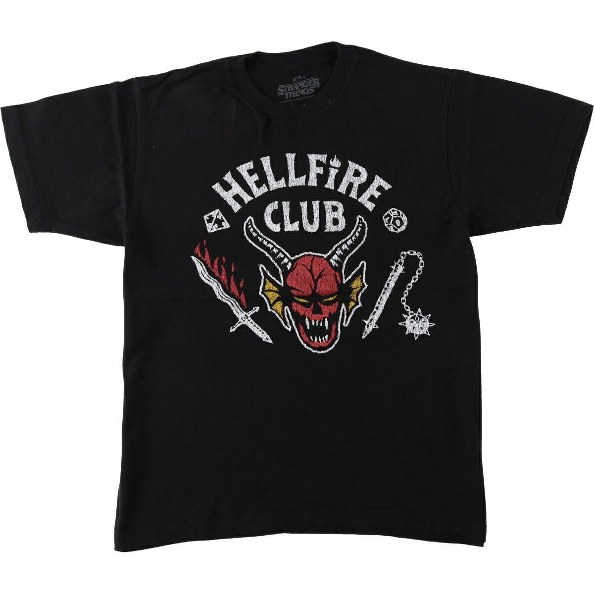 商品詳細 ブランド・UNKNOWN・ 特徴・クルーネック(丸首)・半袖・両面プリント・HELLFIRE CLUB ヘルファイアクラブ・ モデル/形状・STRANGER THINGS ストレンジャーシングス・映画 ムービーTシャツ・ 素材・コ...