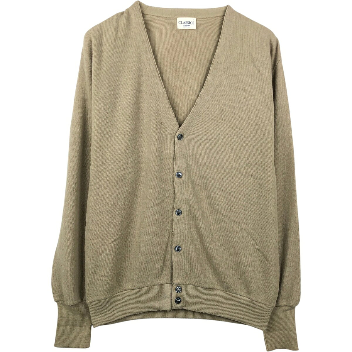 商品詳細 ブランド・PINE STATE・ 特徴・長袖・ヴィンテージ・ モデル/形状・CLASSICS・ニットカーディガン・ 素材・不明・ 色・ベージュ系・ 柄・無地・ 生産国・USA製・ 年代・80年代・ サイズ・メンズL・表記サイズ:L...