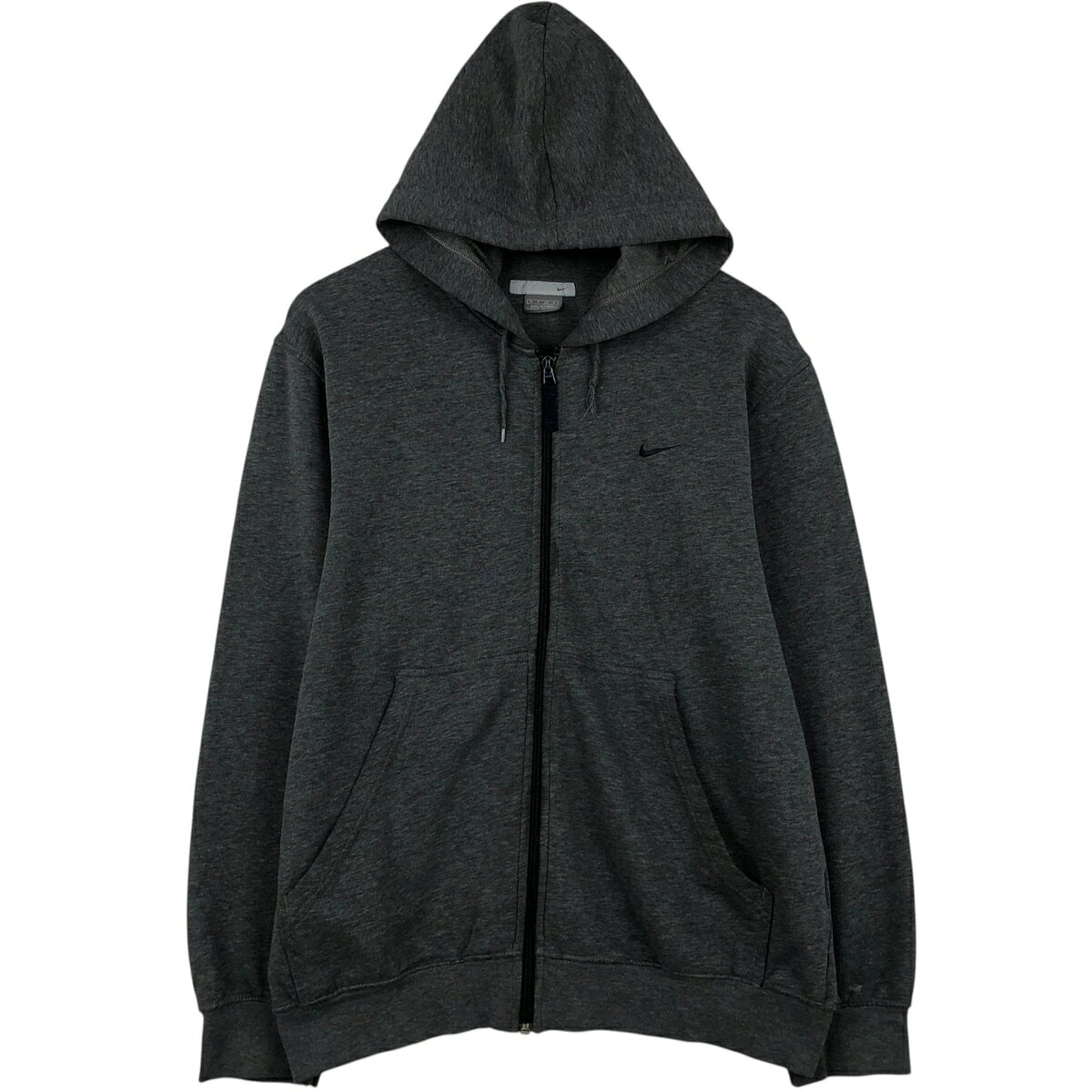 商品詳細 ブランド・NIKE・ナイキ・ 特徴・フルジップ・長袖・ モデル/形状・スウェットフルジップパーカー・ 素材・コットン:67%・ポリエステル:33%・ 色・グレー系 灰色・ 柄・無地・ワンポイント・ 生産国・トルコ製・ 年代・00年...