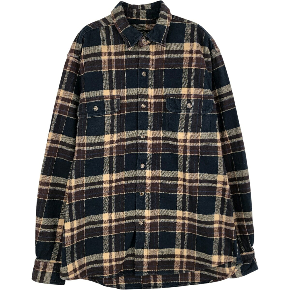 商品詳細 ブランド・FIELD&STREAM・フィールドアンドストリーム・ 特徴・厚手・レギュラーカラー・長袖・フラップポケット・ モデル/形状・長袖 フランネルチェックシャツ・ 素材・コットン:100%・ 色・ベージュ系・ブラウン系 茶色...