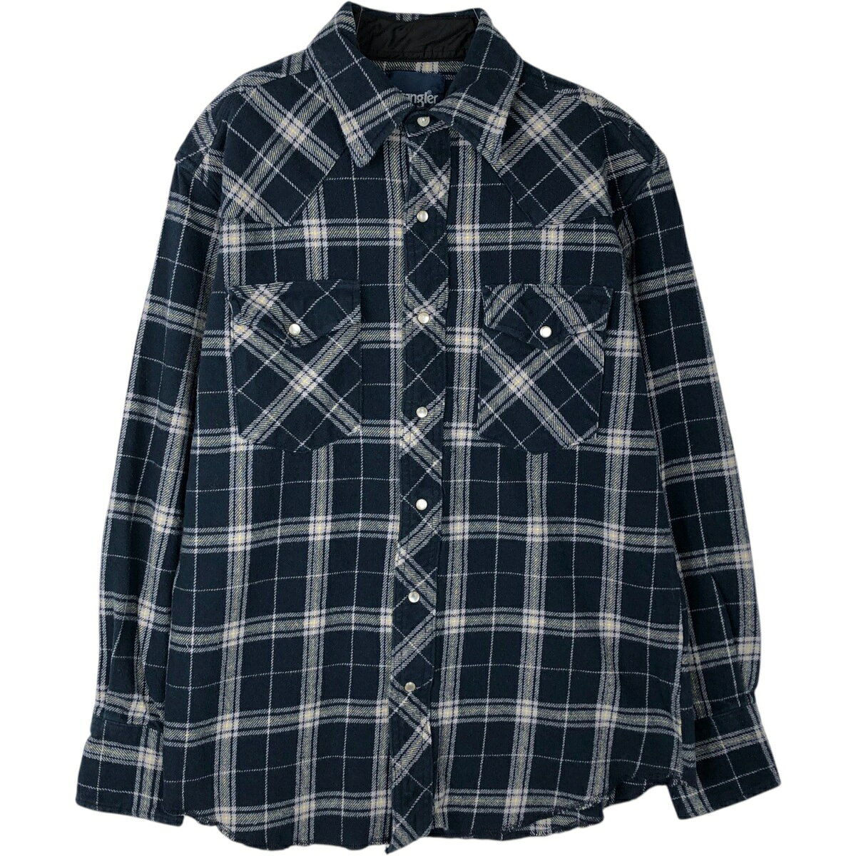 商品詳細 ブランド・Wrangler・ラングラー・ 特徴・厚手・レギュラーカラー・ウエスタンヨーク・フラップポケット・パールスナップボタン・ モデル/形状・ウエスタンネルチェックシャツ・ 素材・コットン:100%・ 色・ネイビー系 紺色・ ...
