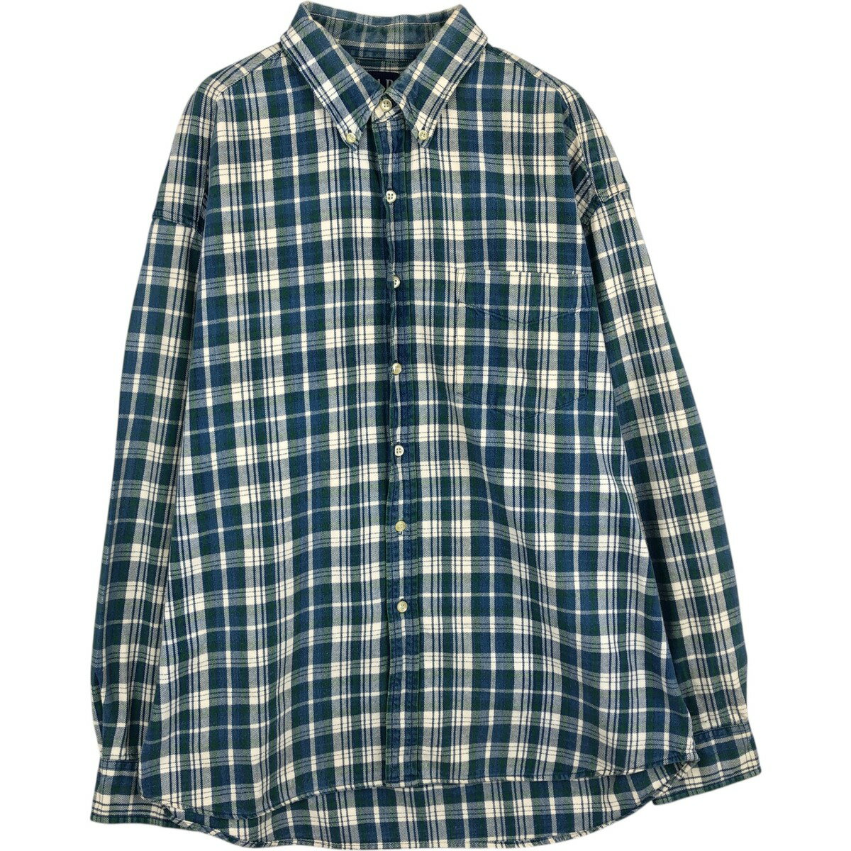 商品詳細 ブランド・GAP・ギャップ・ 特徴・厚手・長袖・ボタンダウン・フラップポケット・ヴィンテージ・ モデル/形状・オールドギャップ・長袖 ボタンダウン フランネルチェックシャツ・ 素材・コットン:100%・ 色・ブルー系 青色・グリー...