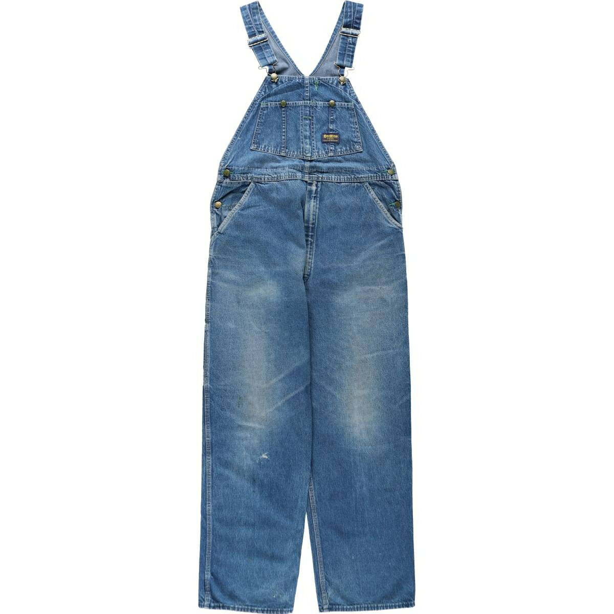 商品詳細 ブランド・Osh kosh・オシュコシュ・ 特徴・ジッパーフライ・ハンマーループ・スパナポケット・42TALONジップ・ワイドパンツ・ モデル/形状・デニムオーバーオール・ 素材・不明・ 色・ブルー系 青色・ 柄・無地・ロゴパッチ...