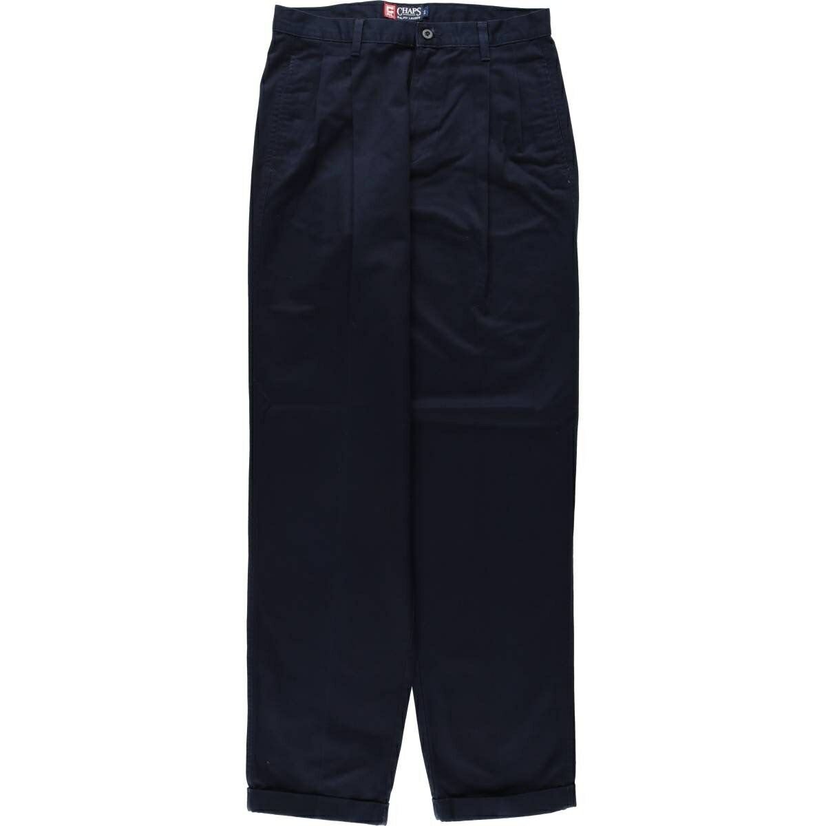 商品詳細 ブランド・Ralph Lauren・ラルフローレン・ 特徴・ツータック・ワイドパンツ・ジッパーフライ・ モデル/形状・CHAPS チャップス・チノパンツ・ 素材・コットン:100%・ 色・ネイビー系 紺色・ 柄・無地・ロゴパッチ・...