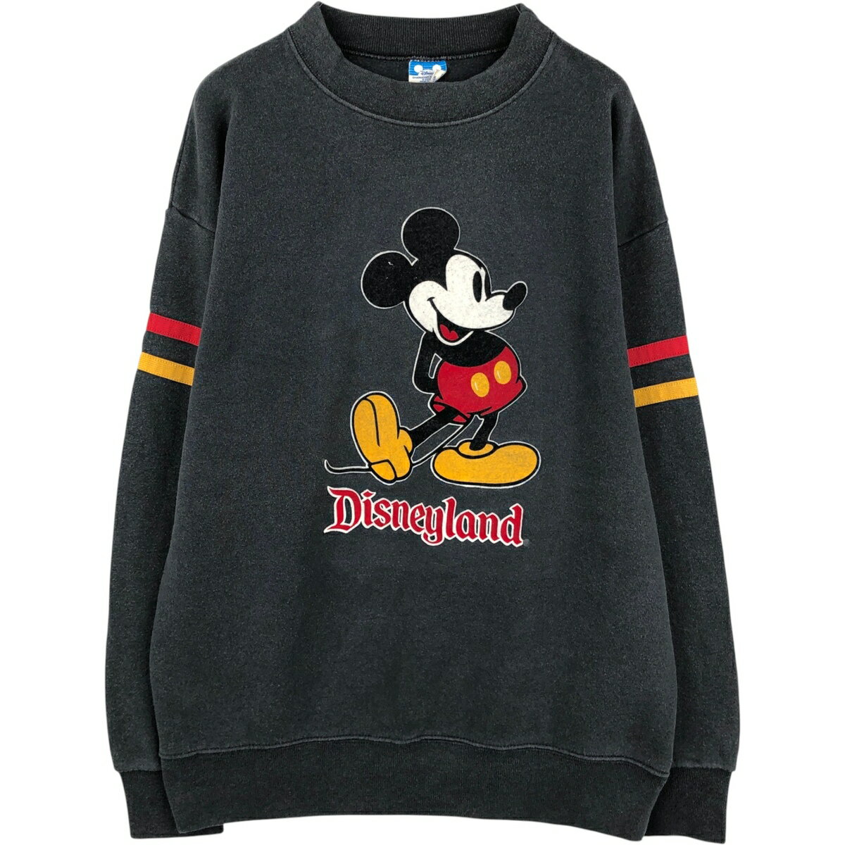 商品詳細 ブランド・Disney・ 特徴・クルーネック(丸首)・長袖・ヴィンテージ・フロッキープリント・ライン入り・ モデル/形状・MICKEY MOUSE ミッキーマウス・キャラクタースウェットシャツ トレーナー・ 素材・ポリエステル:5...