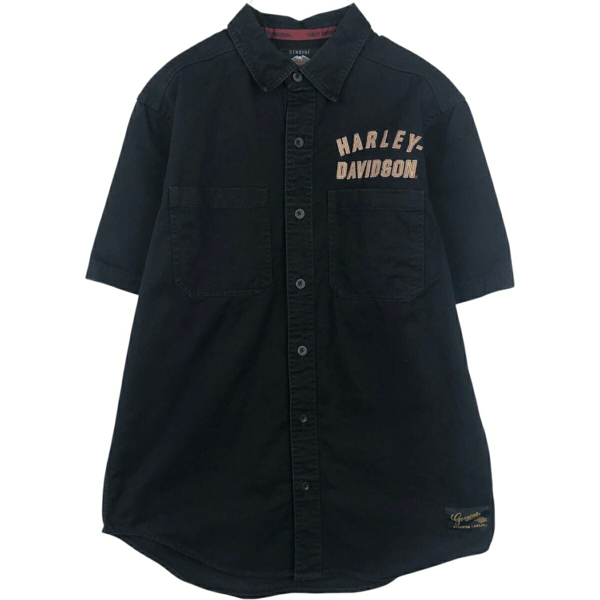商品詳細 ブランド・Harley-Davidson・ハーレーダビッドソン・ 特徴・隠しボタンダウン・半袖・刺繍・ワンポイント・レギュラーカラー・ モデル/形状・半袖 ワークシャツ・ 素材・コットン:100%・ 色・ブラック系 黒色・ 柄・ロ...