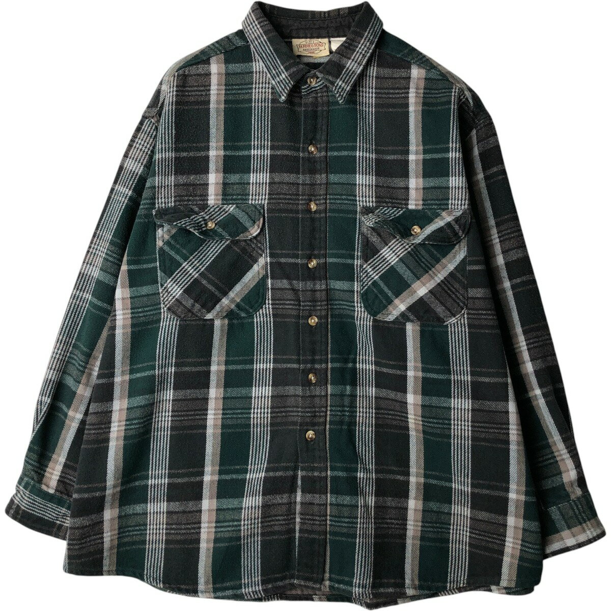 商品詳細 ブランド・M.FINE&SONS・ 特徴・厚手・レギュラーカラー・長袖・フラップポケット・ モデル/形状・長袖 フランネルチェックシャツ・ 素材・コットン:100%・ 色・グリーン系 緑色・グレー系 灰色・ホワイト系 白色・ 柄・...