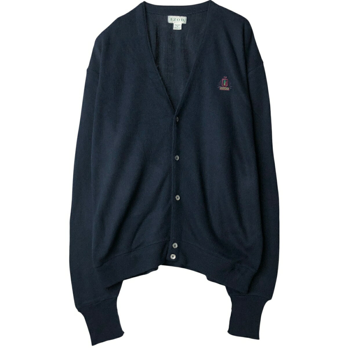 商品詳細 ブランド・IZOD・アイゾッド・ 特徴・長袖・ モデル/形状・アクリルニットカーディガン・ 素材・アクリル:100%・ 色・ネイビー系 紺色・ 柄・無地・ワンポイント・ 生産国・USA製・ 年代 サイズ・メンズXL・表記サイズ:X...