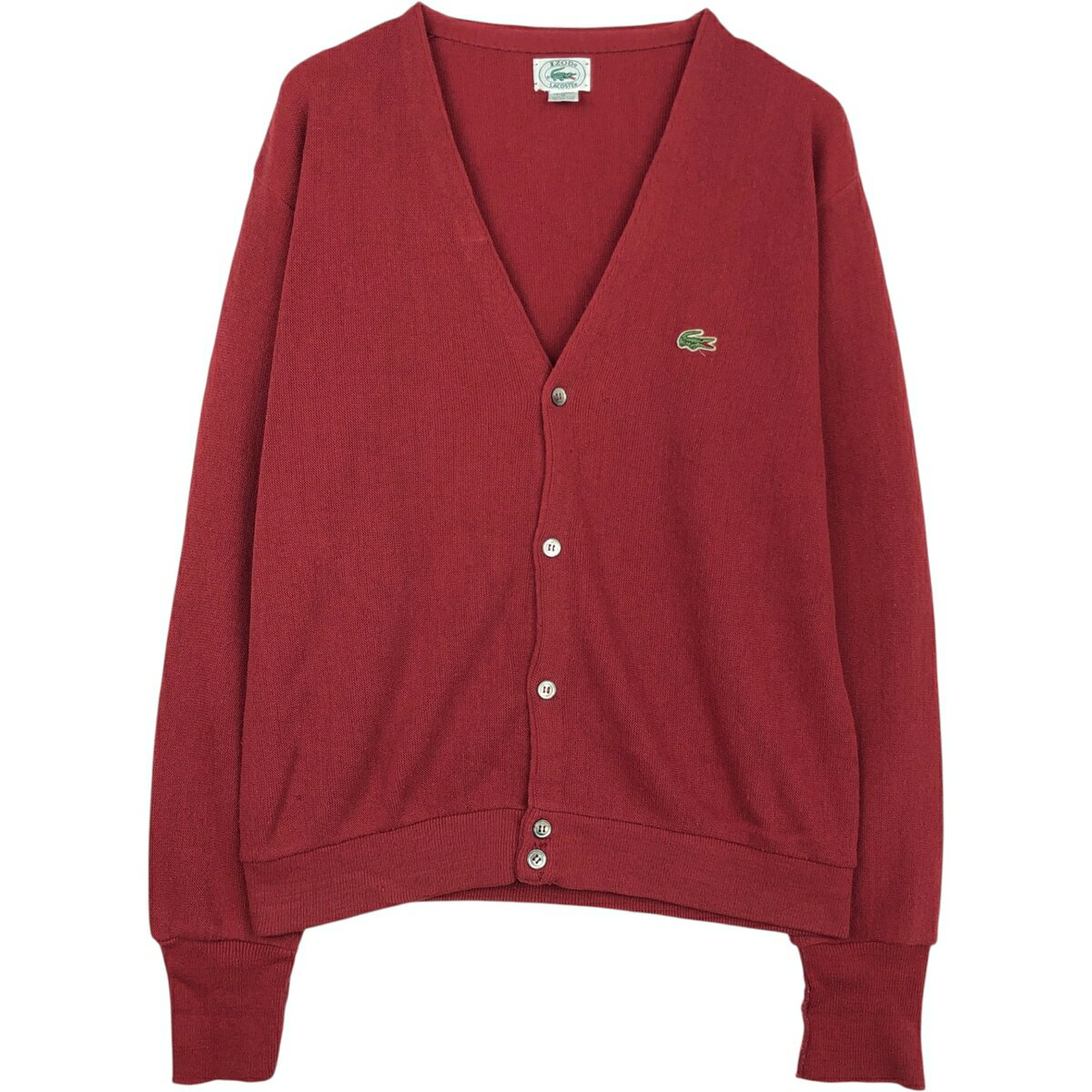 商品詳細 ブランド・LACOSTE・ラコステ・ 特徴・長袖・ヴィンテージ・ モデル/形状・IZOD・アクリルニットカーディガン・ 素材・アクリル:100%・ 色・レッド系 赤紫色・ 柄・無地・ワンポイント・ 生産国・USA製・ 年代・80年...